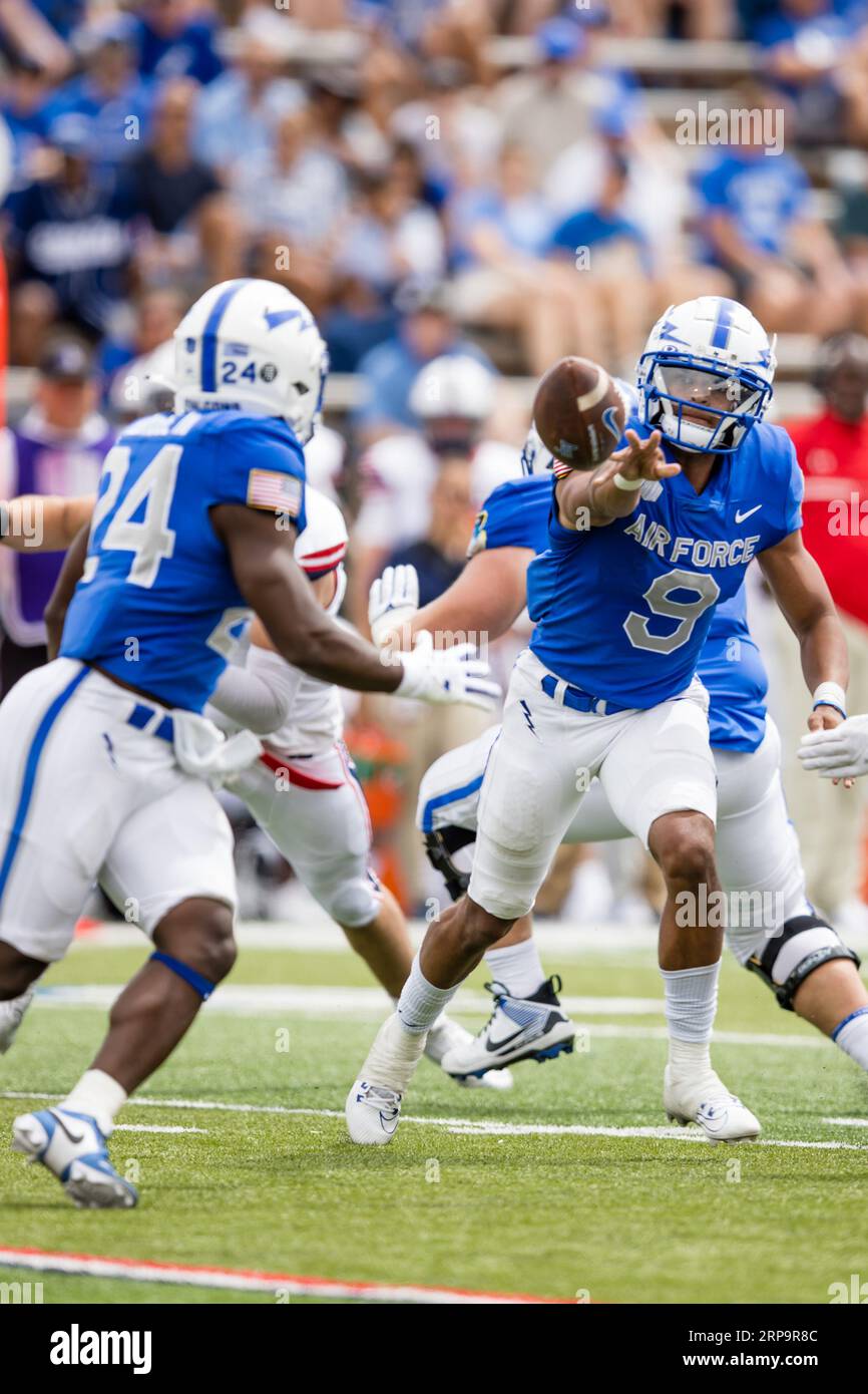 September 02, 2023: Air Force quarterback Zac Larrier (9) pitches the ...