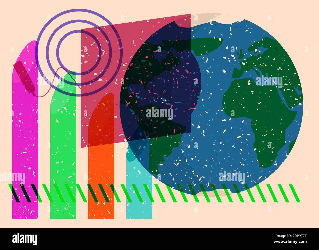 Graduation cap with Earth globe and colorful geometric shapes. Academic ...