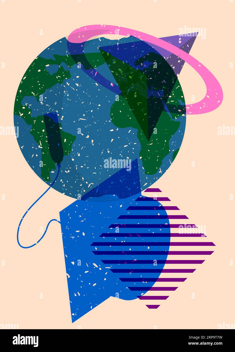 Graduation cap with Earth globe and colorful geometric shapes. Academic ...