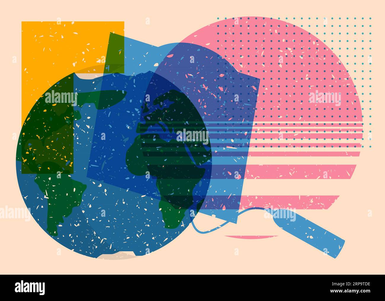 Graduation cap with Earth globe and colorful geometric shapes. Academic ...