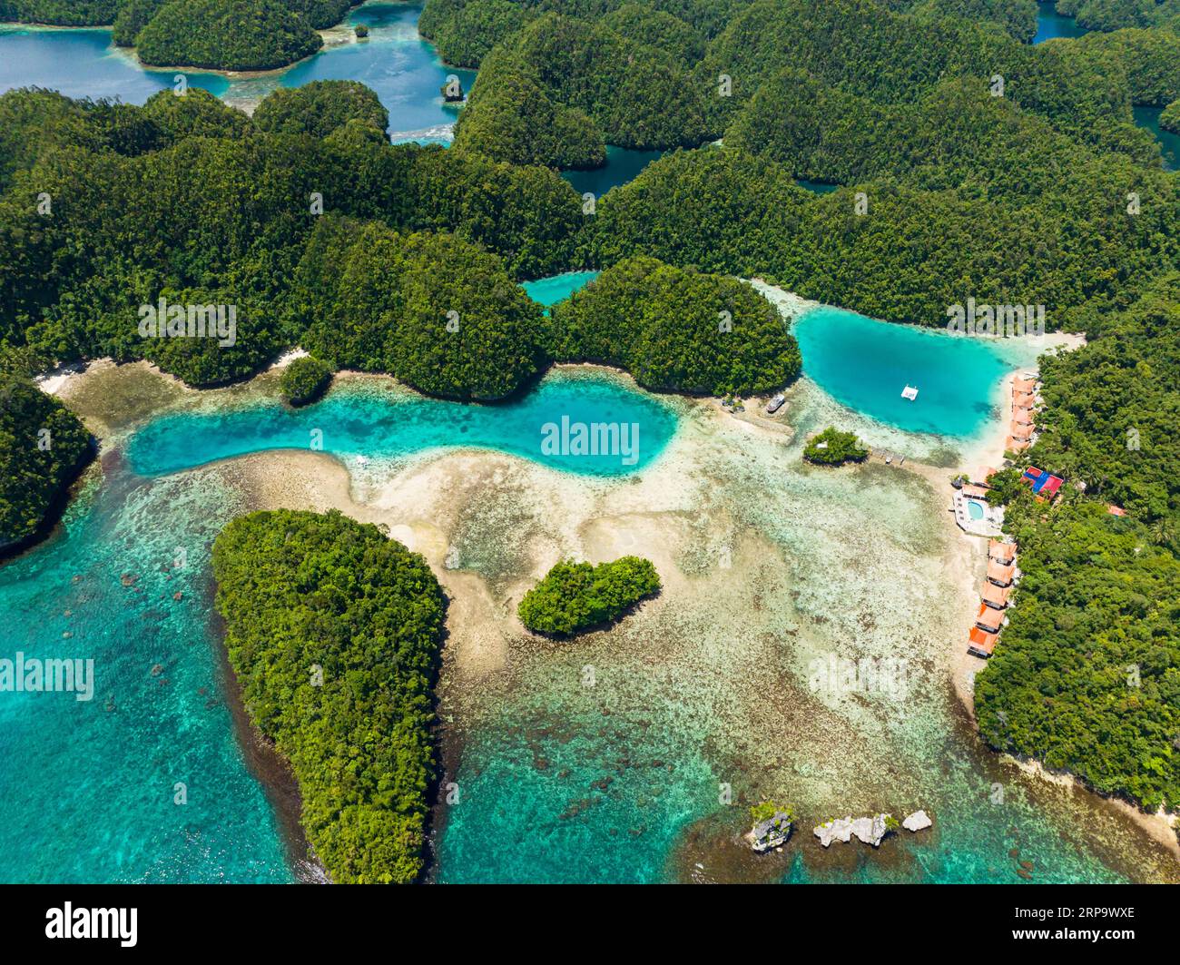 Beautiful azure water in lagoon. Sohoton cove with whitesand. Bucas ...