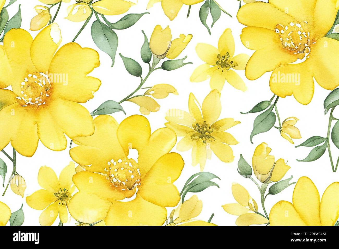 A white background with bright yellow and green floral pattern overlay ...