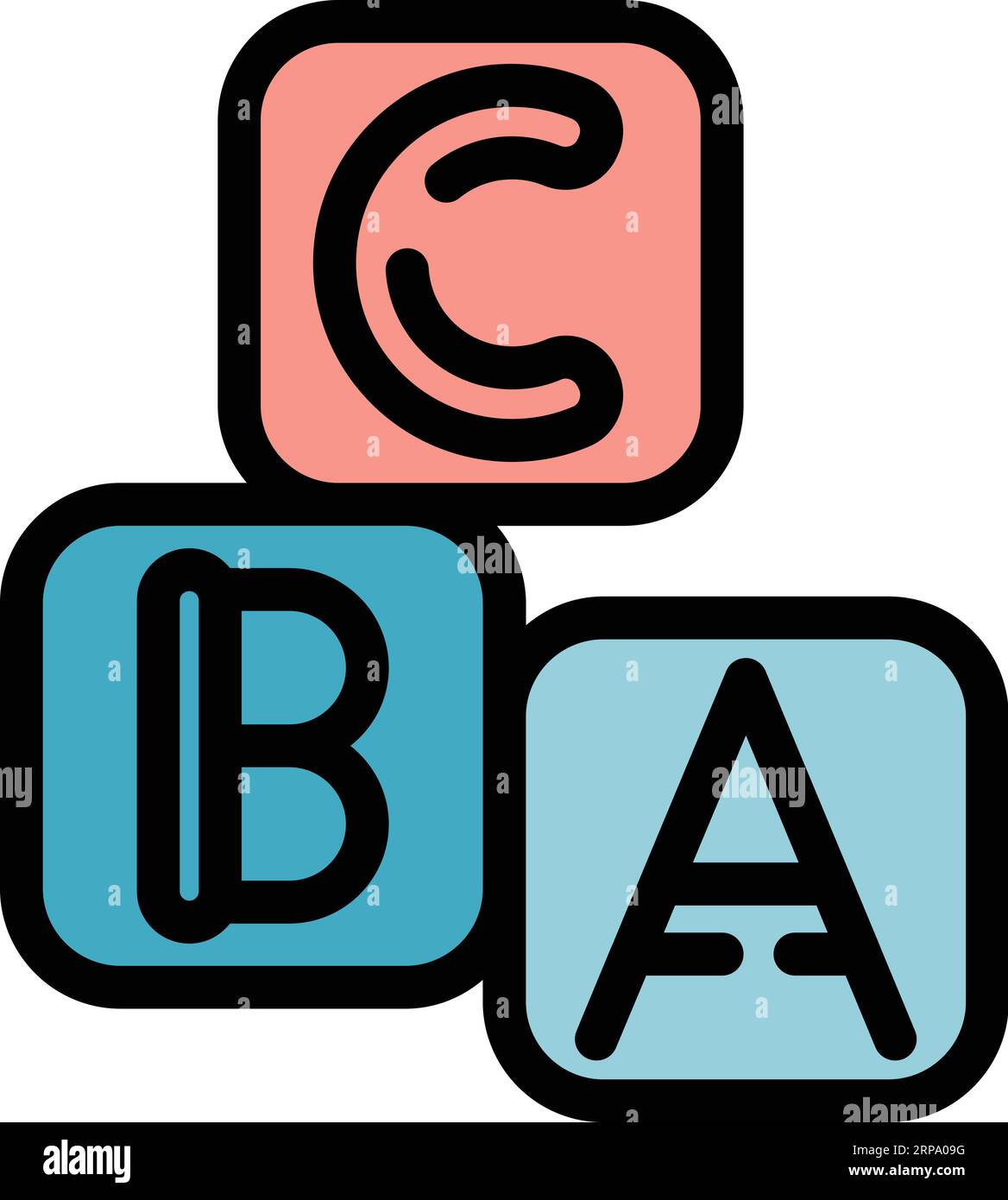 Abc cube icon outline vector. Childcare service. Kid daycare color flat ...