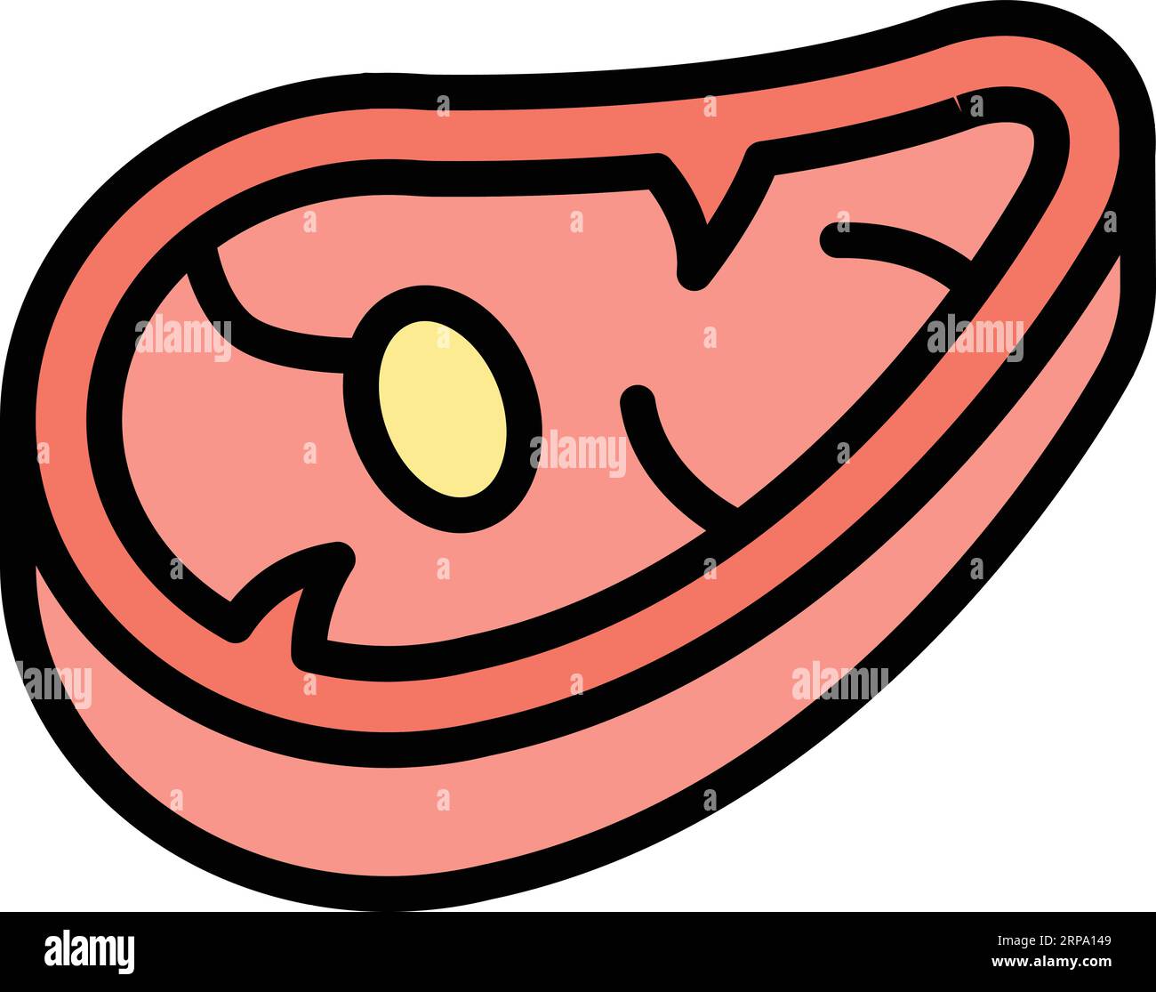 Steak meat icon outline vector. Pork lamb. Raw ham color flat Stock ...
