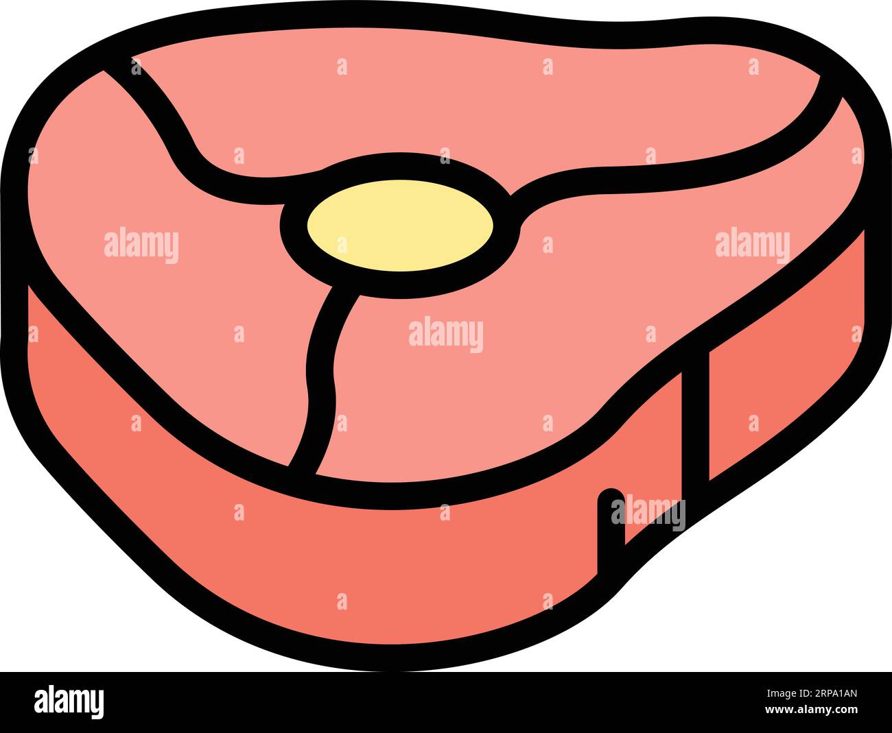 Raw meat icon outline vector. Pork food. Cook steak color flat Stock ...