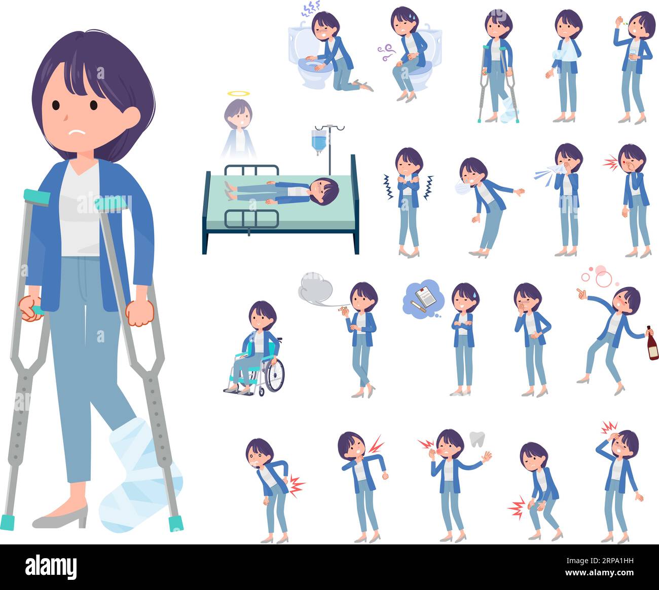 A set of Public relations women with injury and illness.It's vector art ...