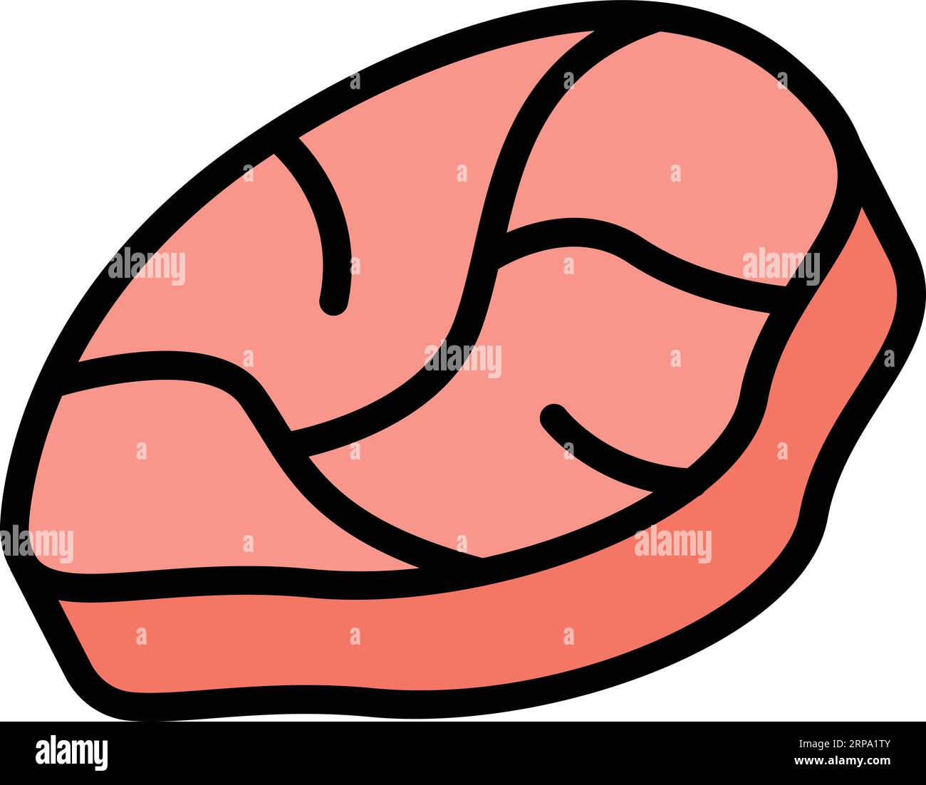 Raw meat icon outline vector. Pork lamb. Ham food color flat Stock ...