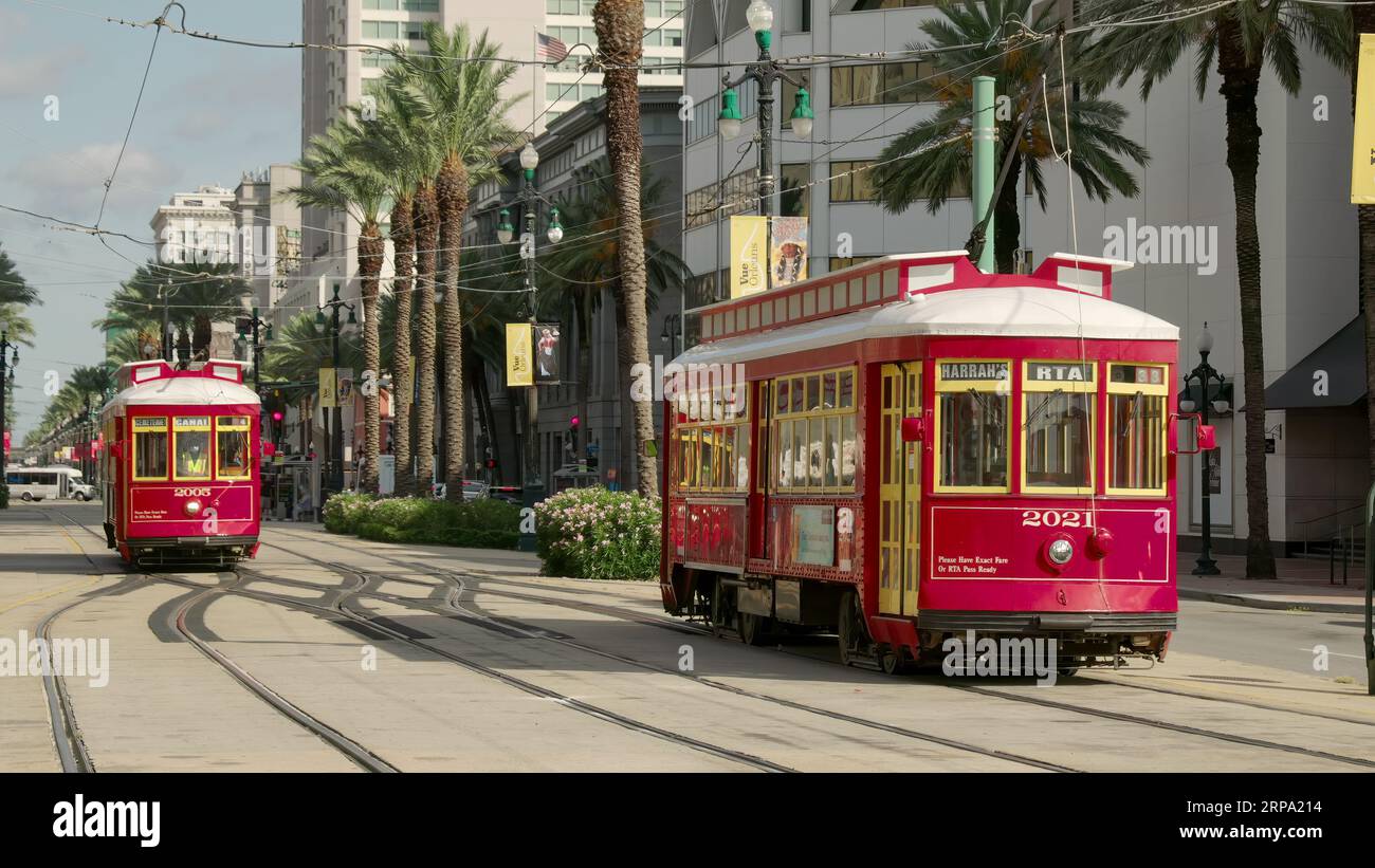 Red streetcar on canal hi-res stock photography and images - Alamy