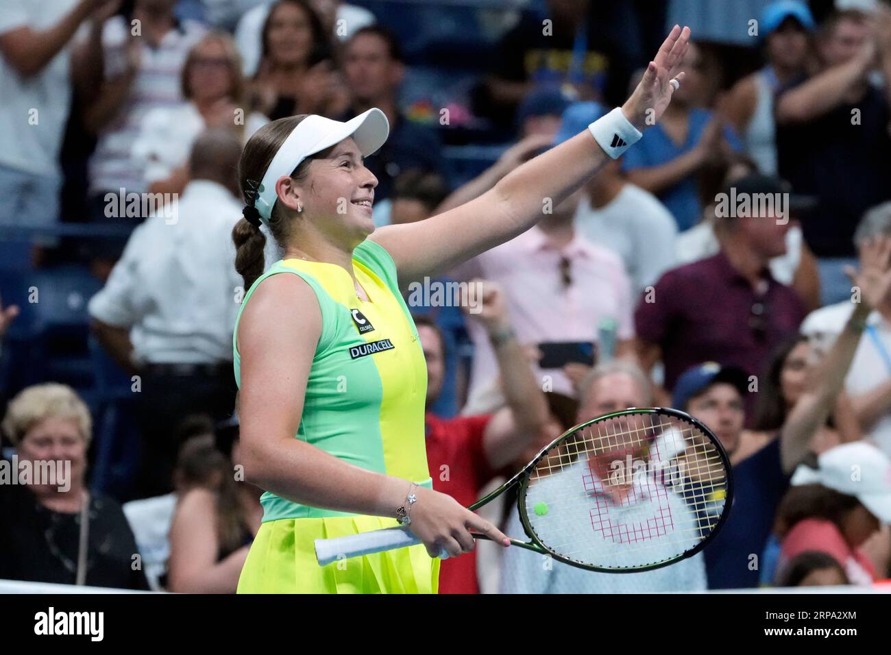 Jelena Ostapenko, of Latvia, celebrates after defeating Iga Swiatek, of ...