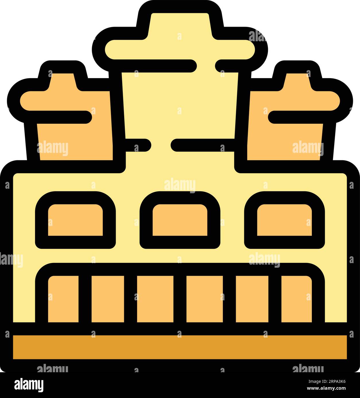 Historical building icon outline vector. Travel culture. Map temple ...