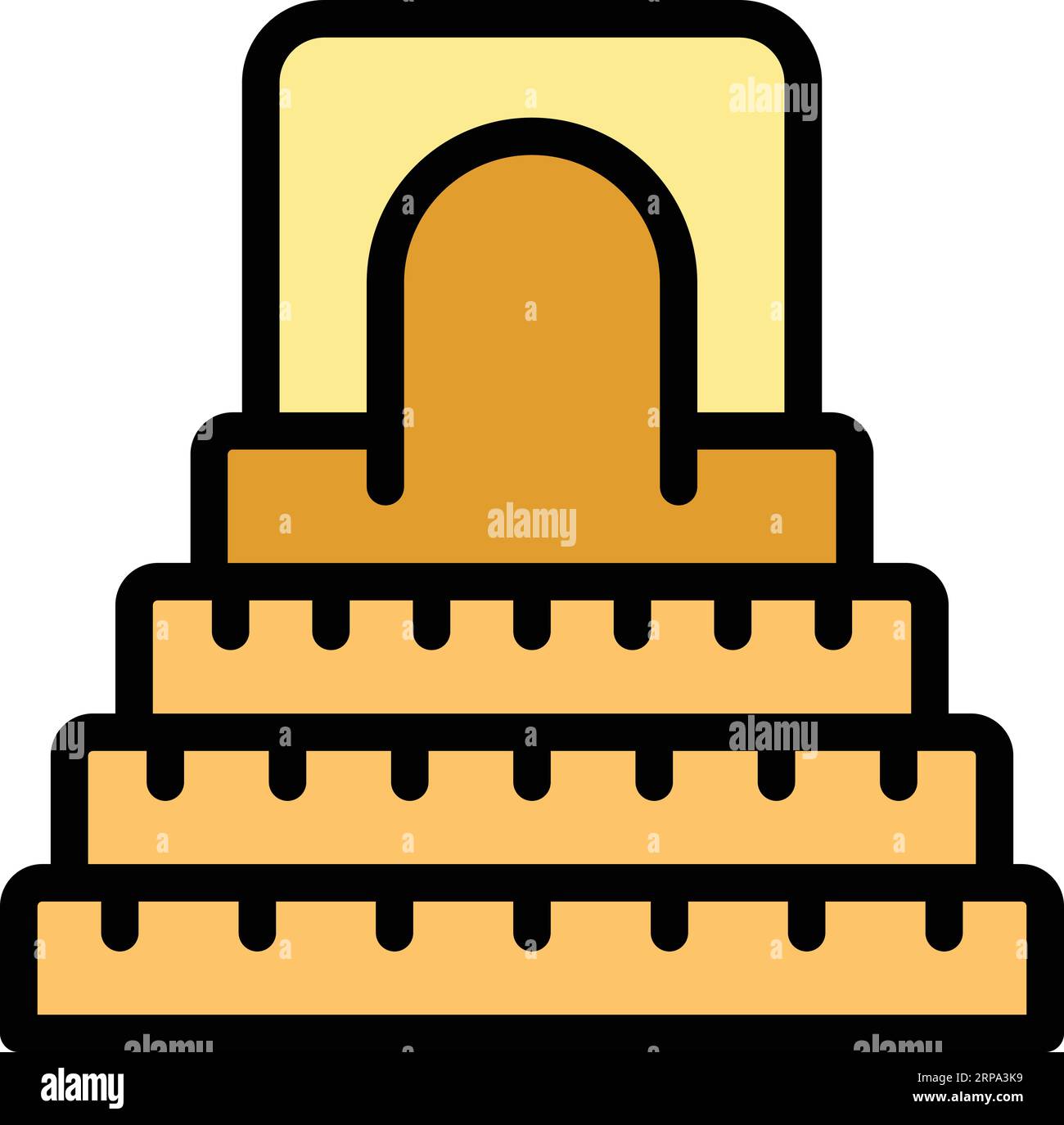 Temple stairs icon outline vector. Tourism map. National art color flat ...