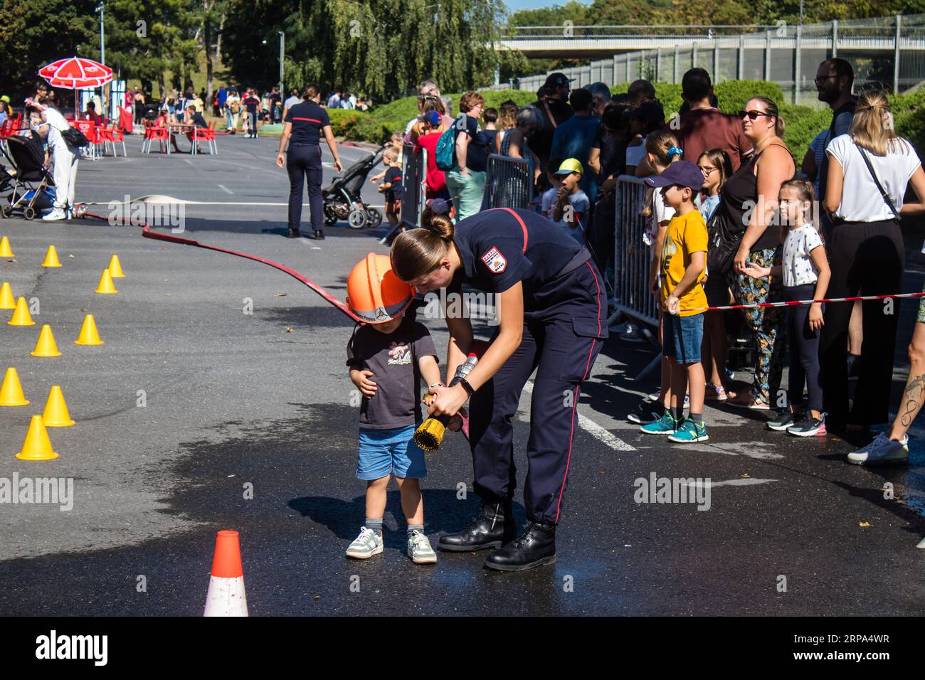 Kids attend the open day. The firefighters of the Marchandeau fire ...