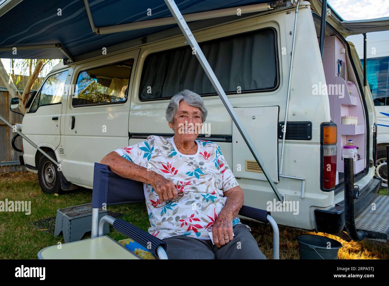 Van traveling elderly woman living in her van and traveling Australia ...