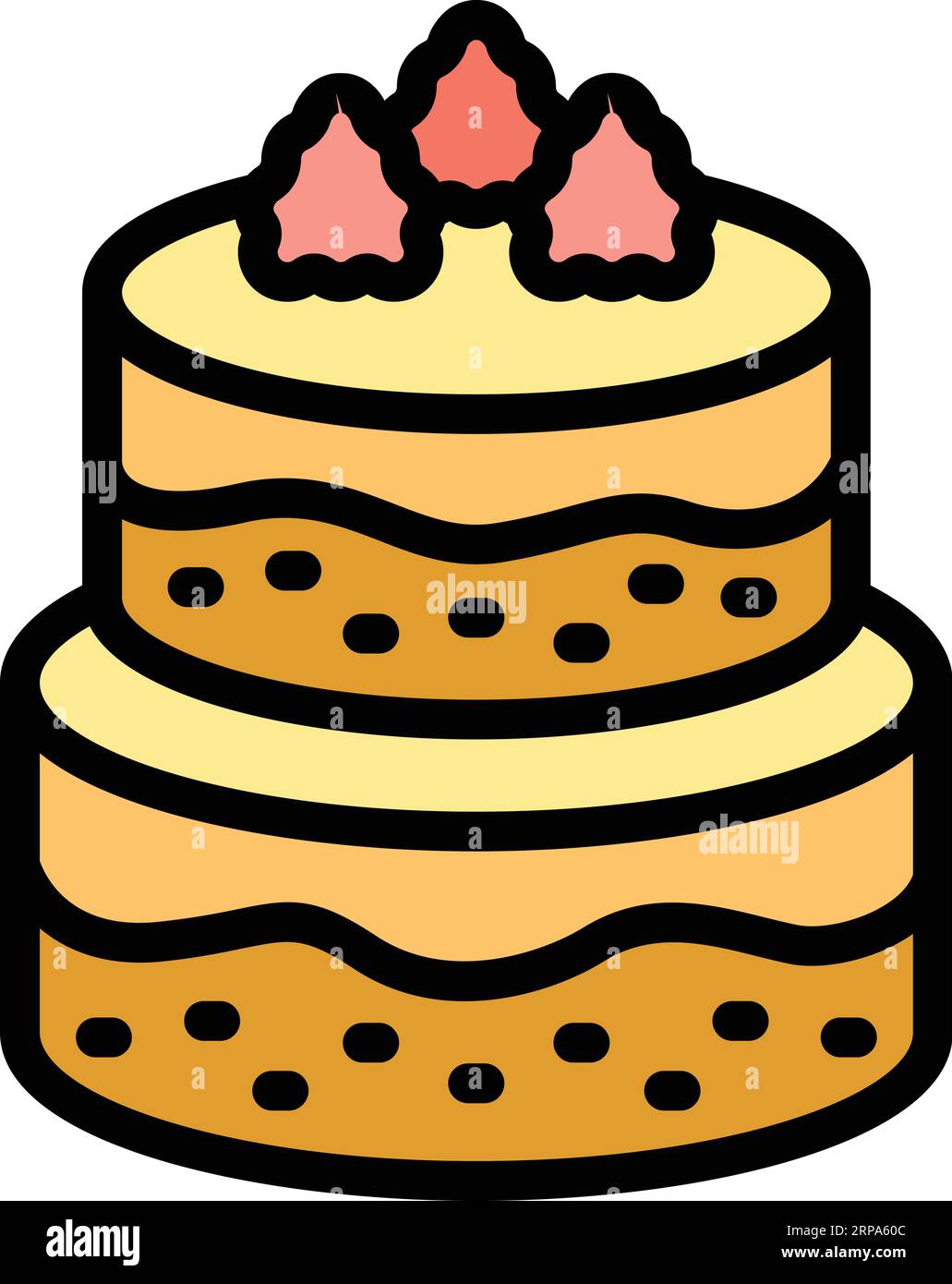 Cream big cake icon outline vector. Bakery food. Piece pastry color ...