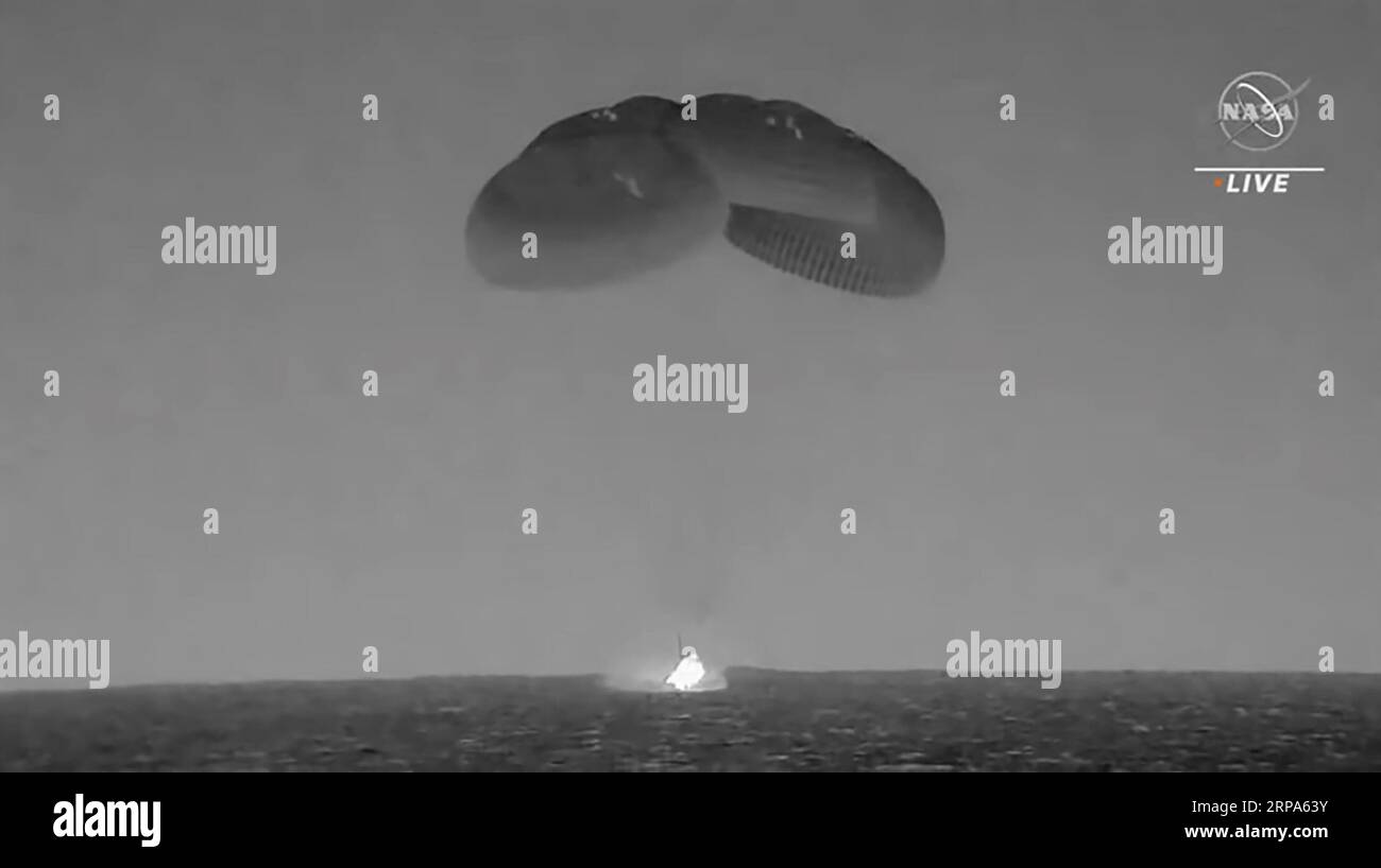 In this image from video made available by NASA, a SpaceX capsule ...
