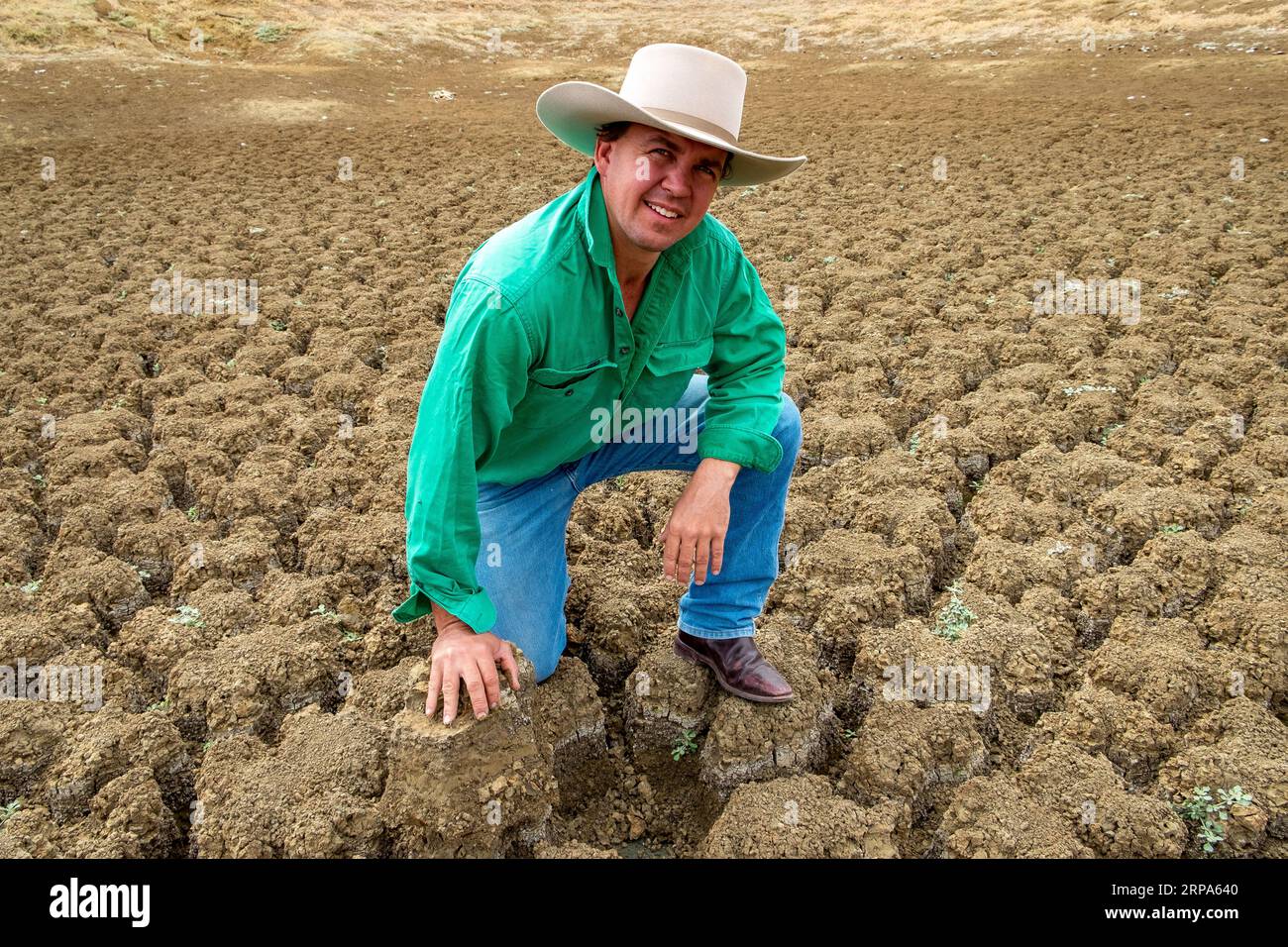 Grazier, James Walker on his drought parched sheep farm in Queensland ...