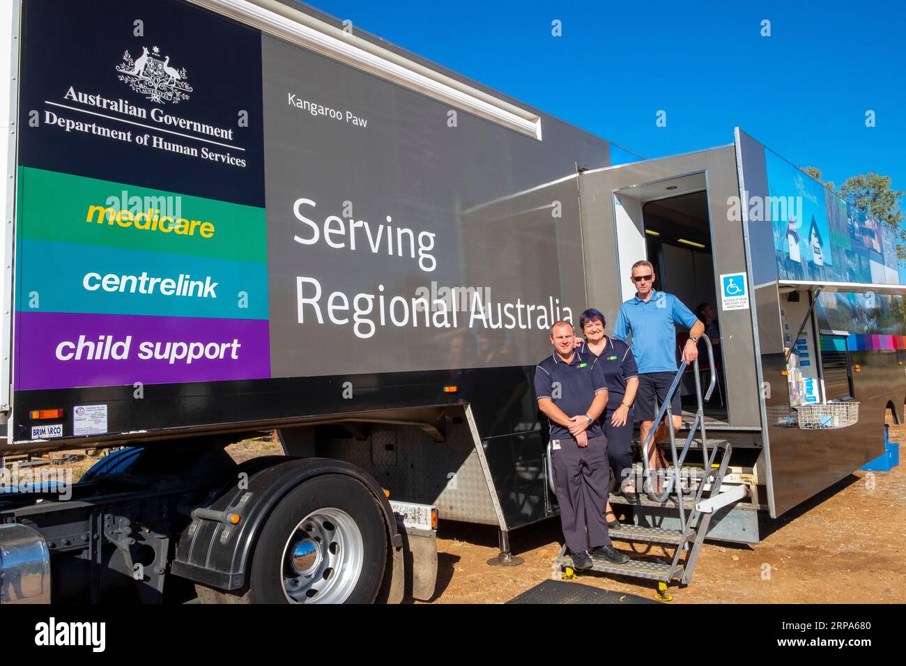 Mobile office and staff of the Australian Department of Human Services ...