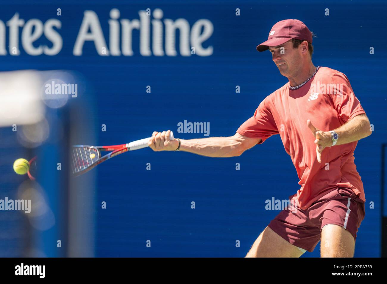 Tommy Paul Of Usa Returns Ball During 4th Round Against Ben Shelton Of Usa At The Us Open