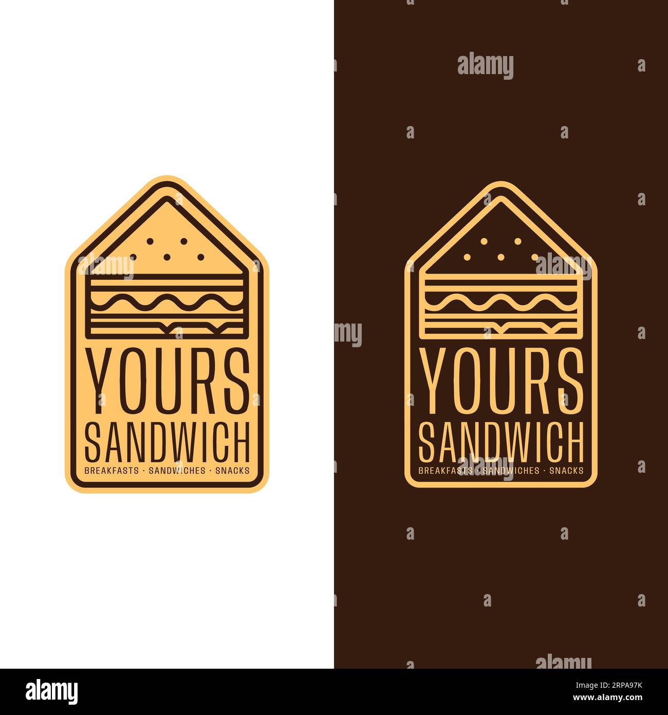 Minimalist Line Sandwich Stamp Badge for Breakfast Cafe Cafetaria Snack ...