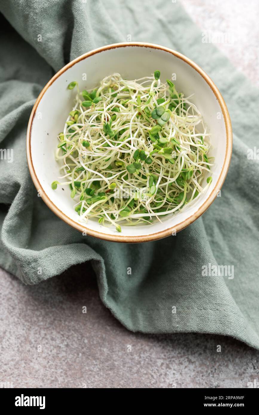 Microgreens grown in a jar. Healthy Eating Stock Photo - Alamy