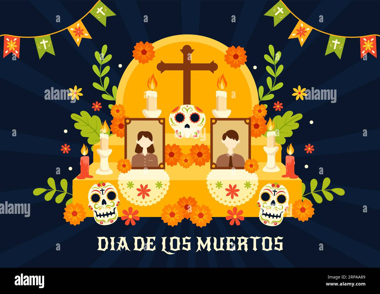 Dia de Los Muertos Vector Illustration with Day of the Dead, Play Music ...