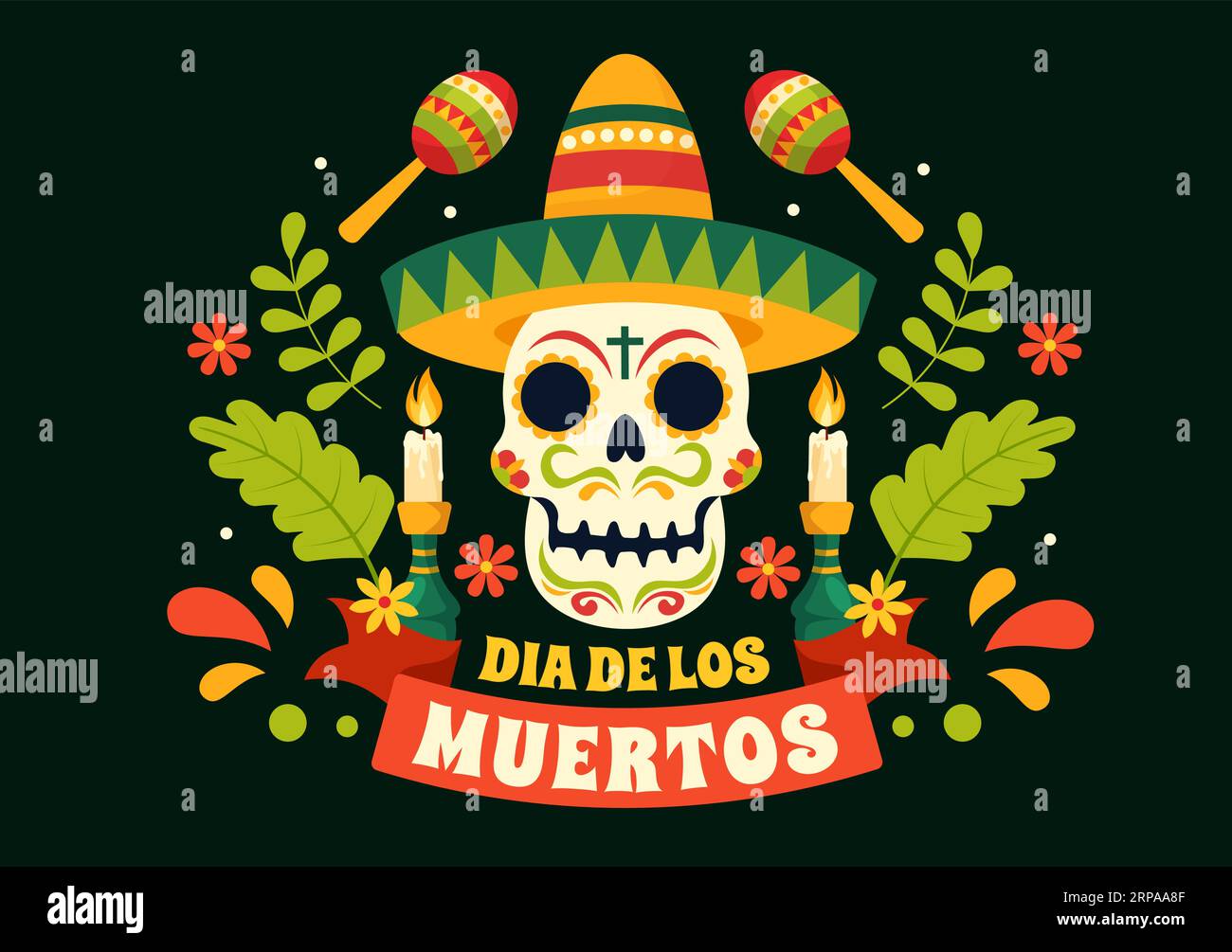 Dia de Los Muertos Vector Illustration with Day of the Dead, Play Music ...