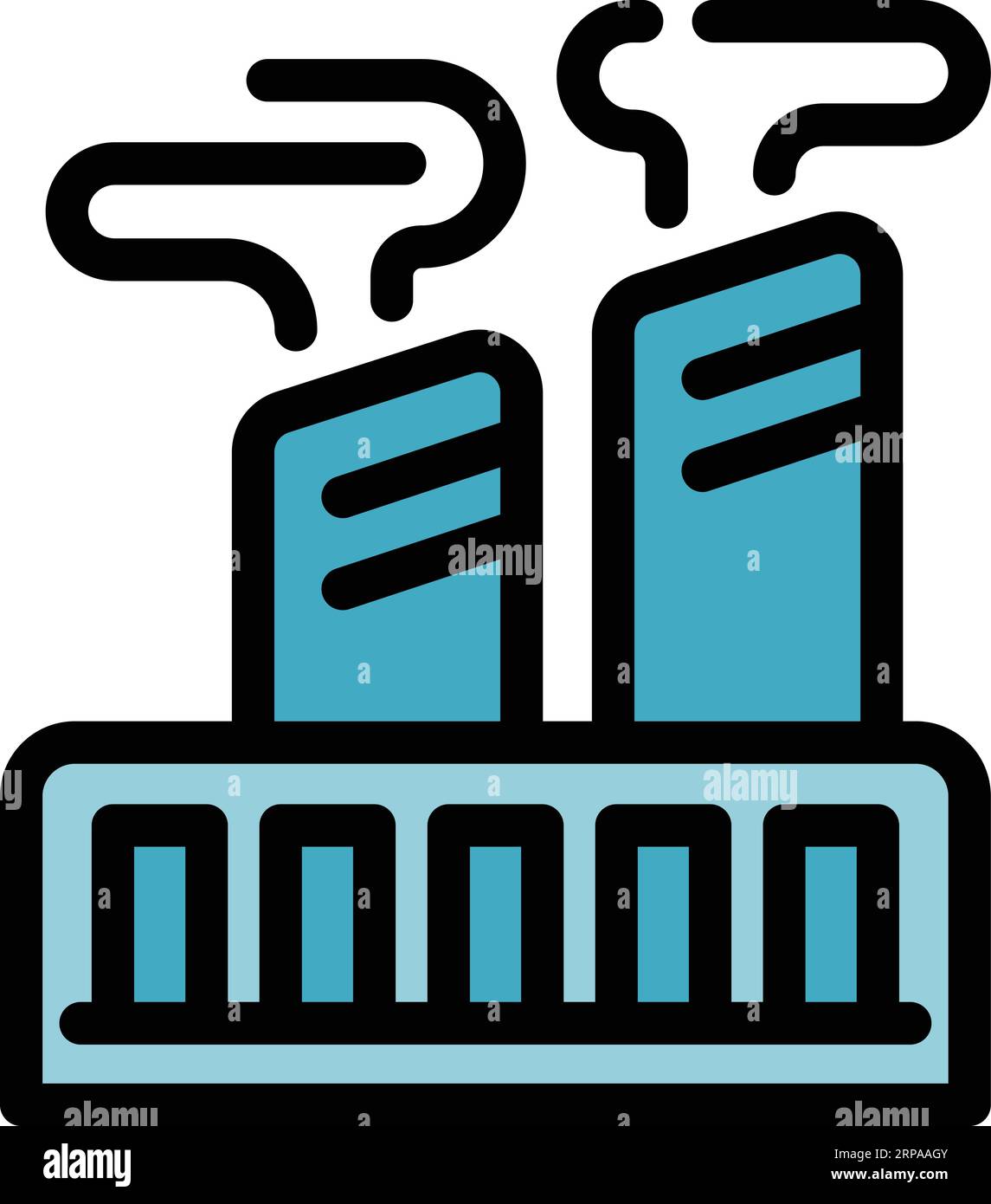 Modern factory icon outline vector. Waste garbage. Plastic reuse color ...