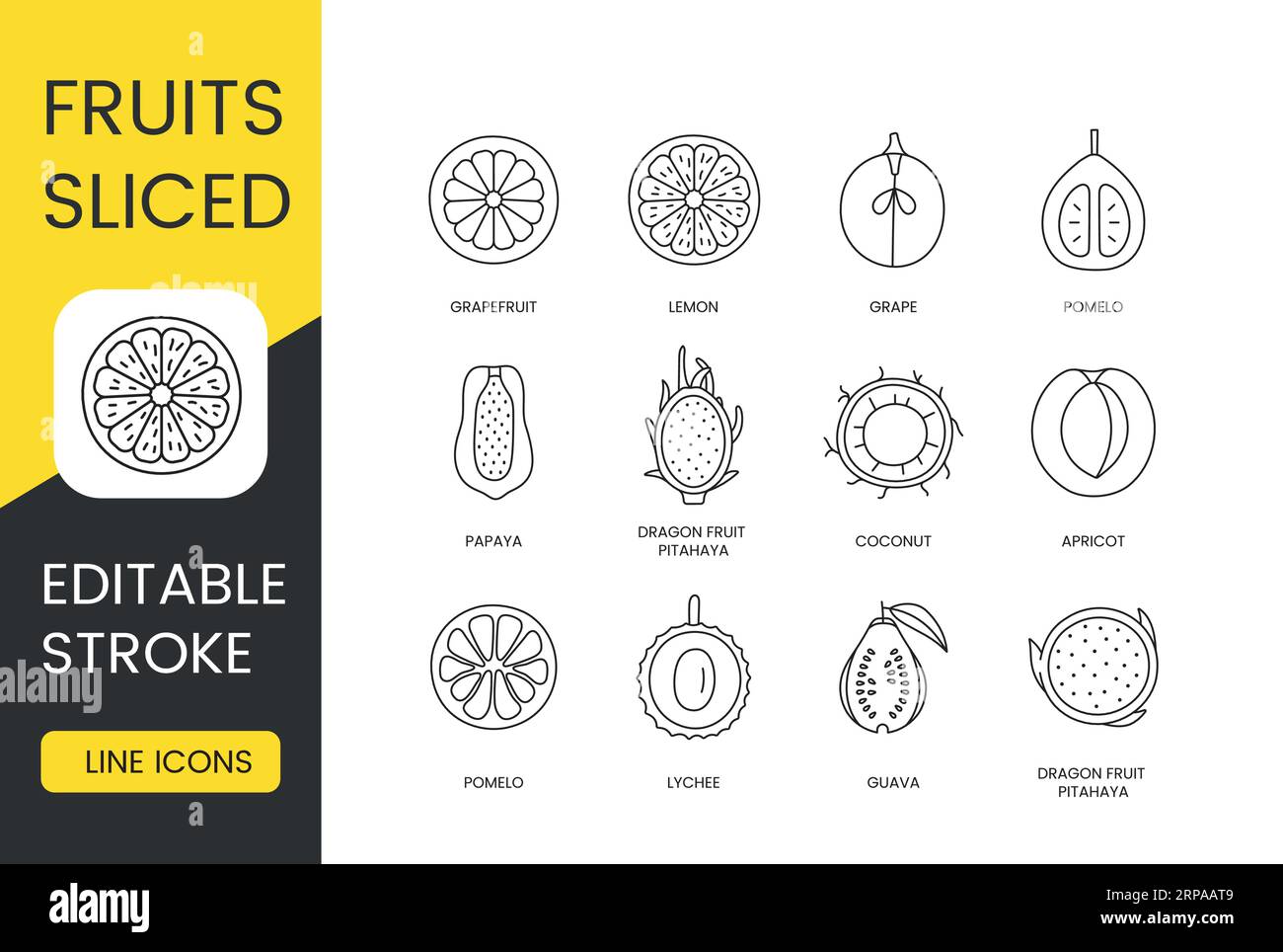 Fruit sliced into pieces Stock Vector Images - Alamy