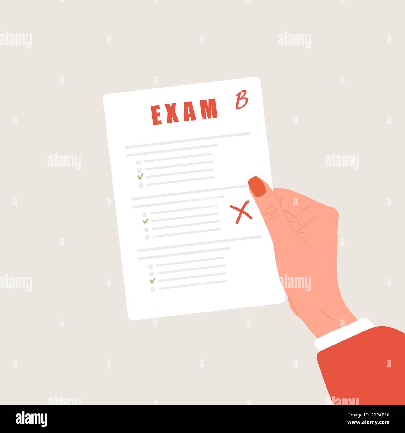 Female hand holding answer sheet after exam. School and college ...