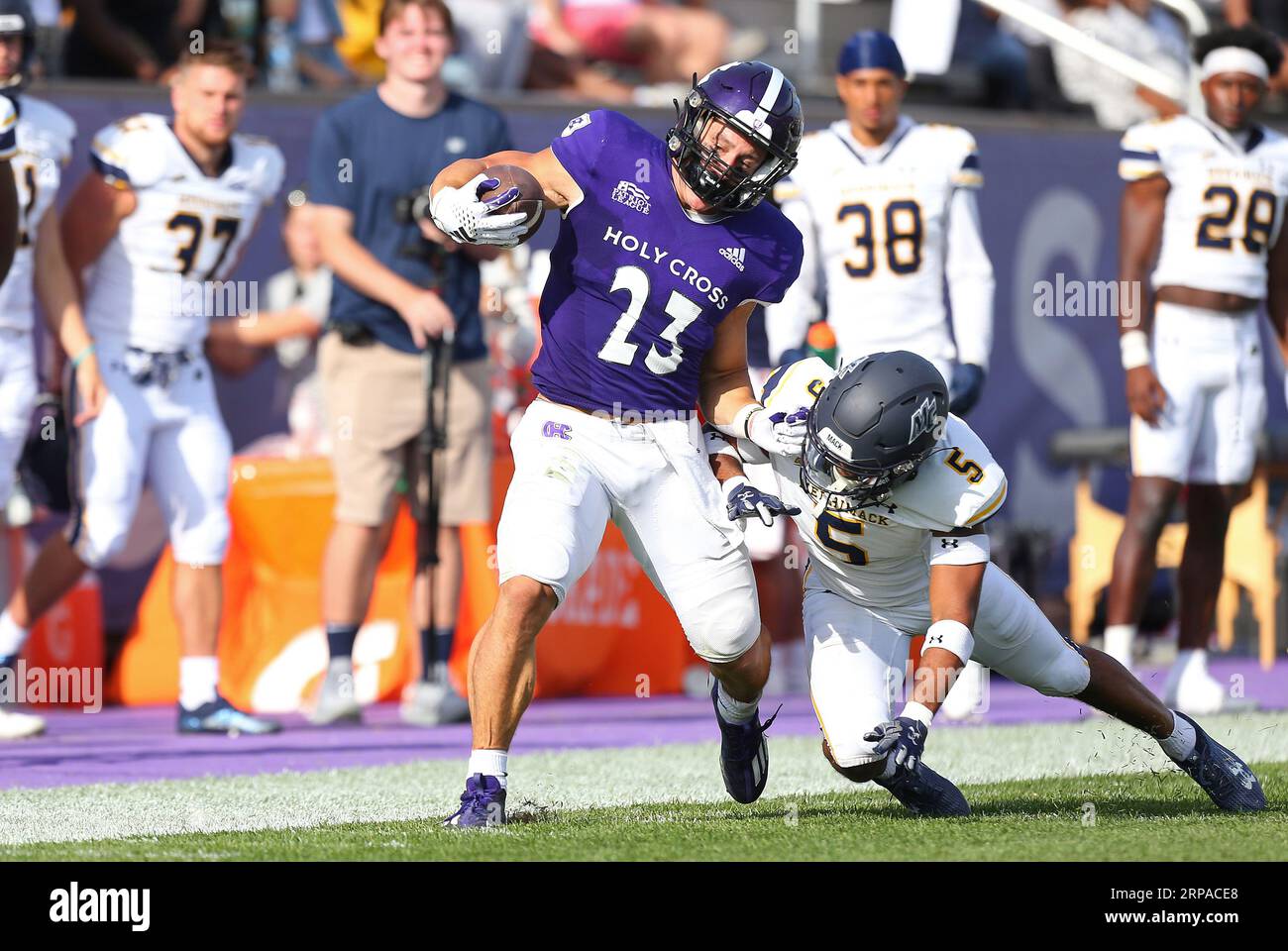 WORCESTER, MA - SEPTEMBER 02: Holy Cross Crusaders running back Jordan ...