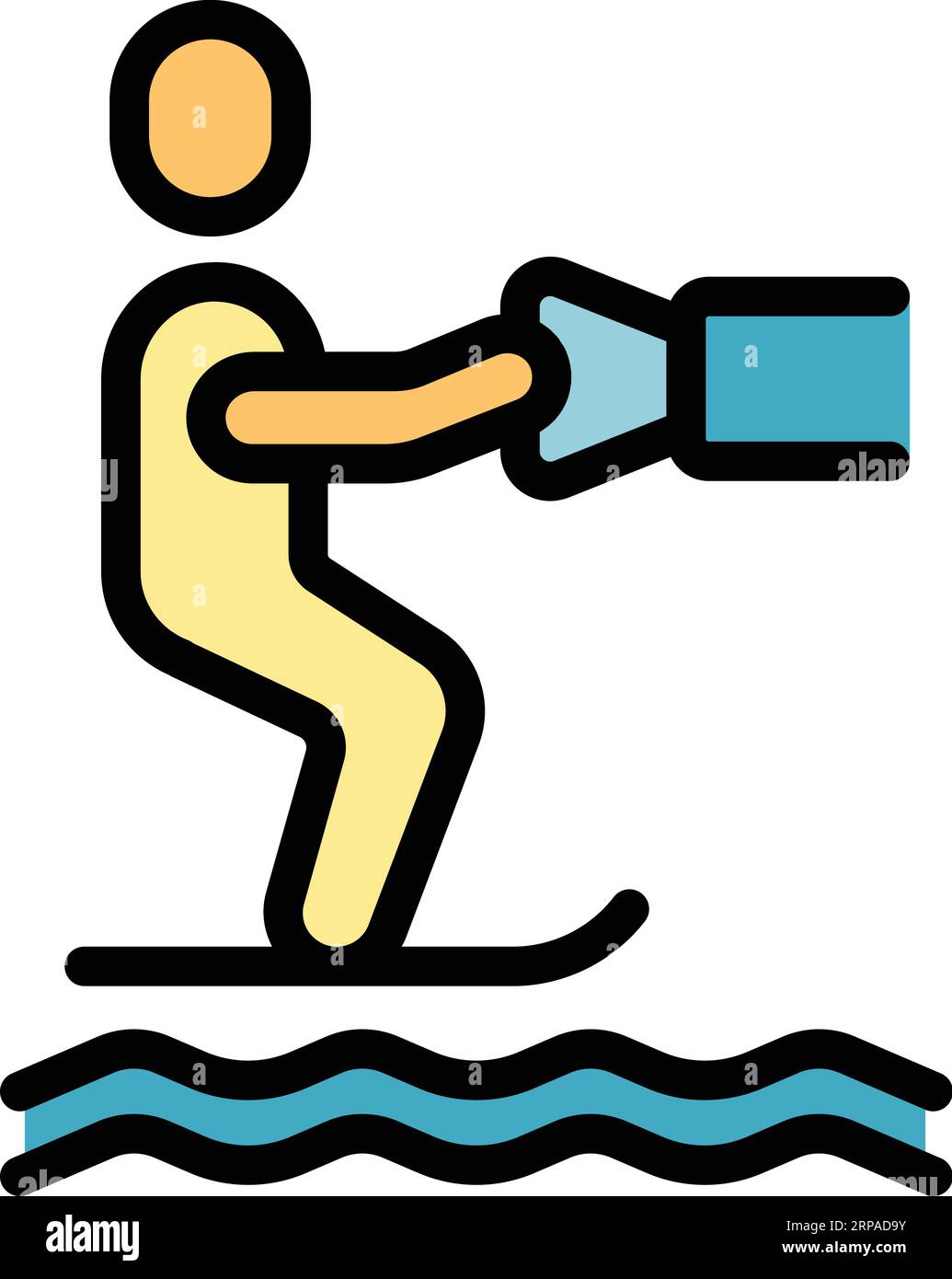 Fast water ski icon outline vector. Vacation fun. Diving surfer color flat Stock Vector Image ...