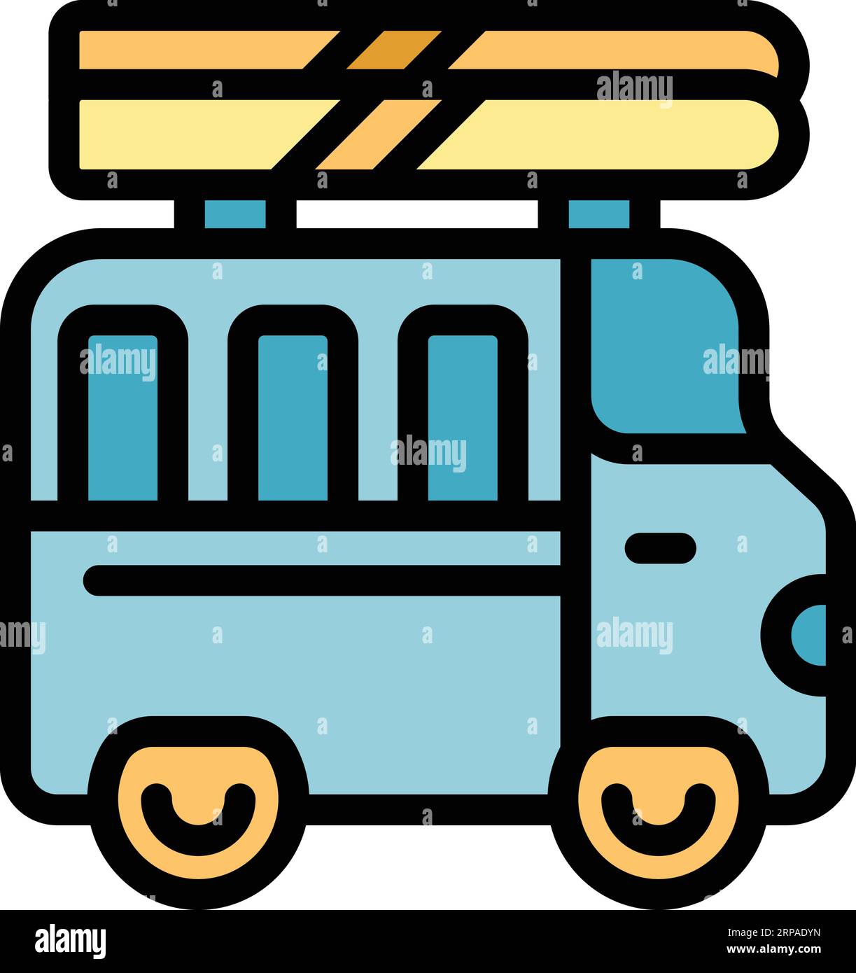 Water ski bus icon outline vector. Sea vacation. Boat surfer color flat ...