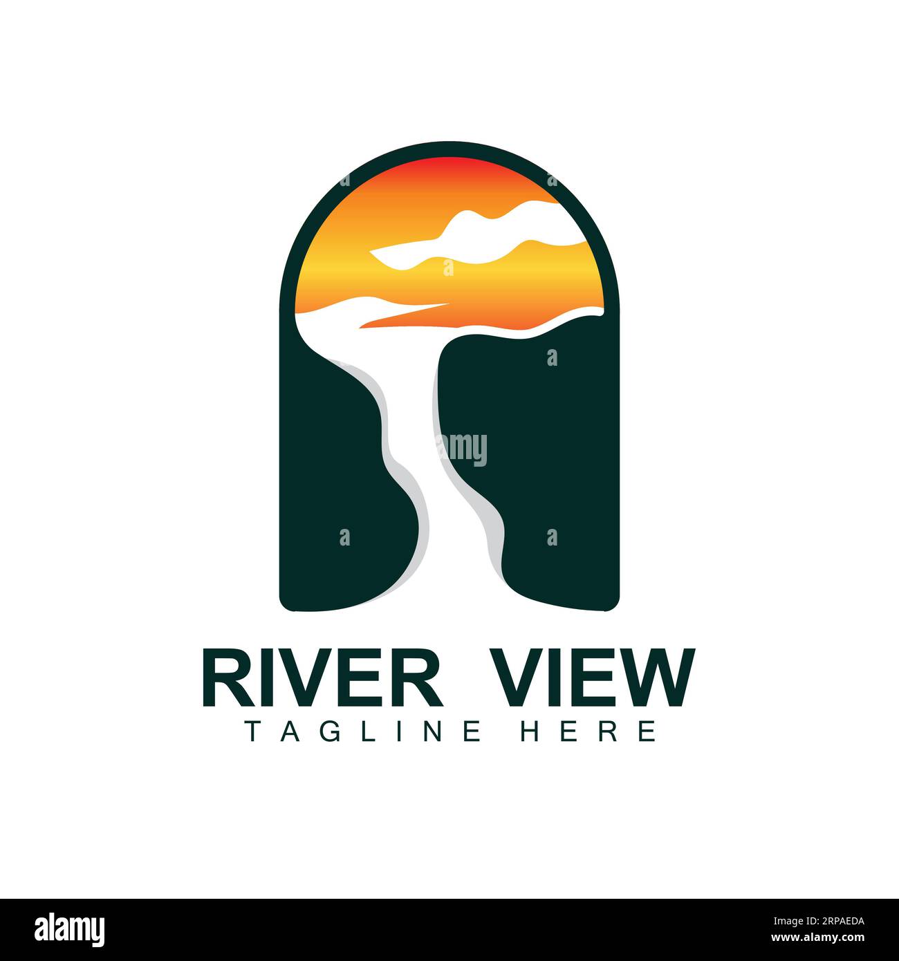 River Logo Design, River Creek Vector, Riverside Illustration With A ...
