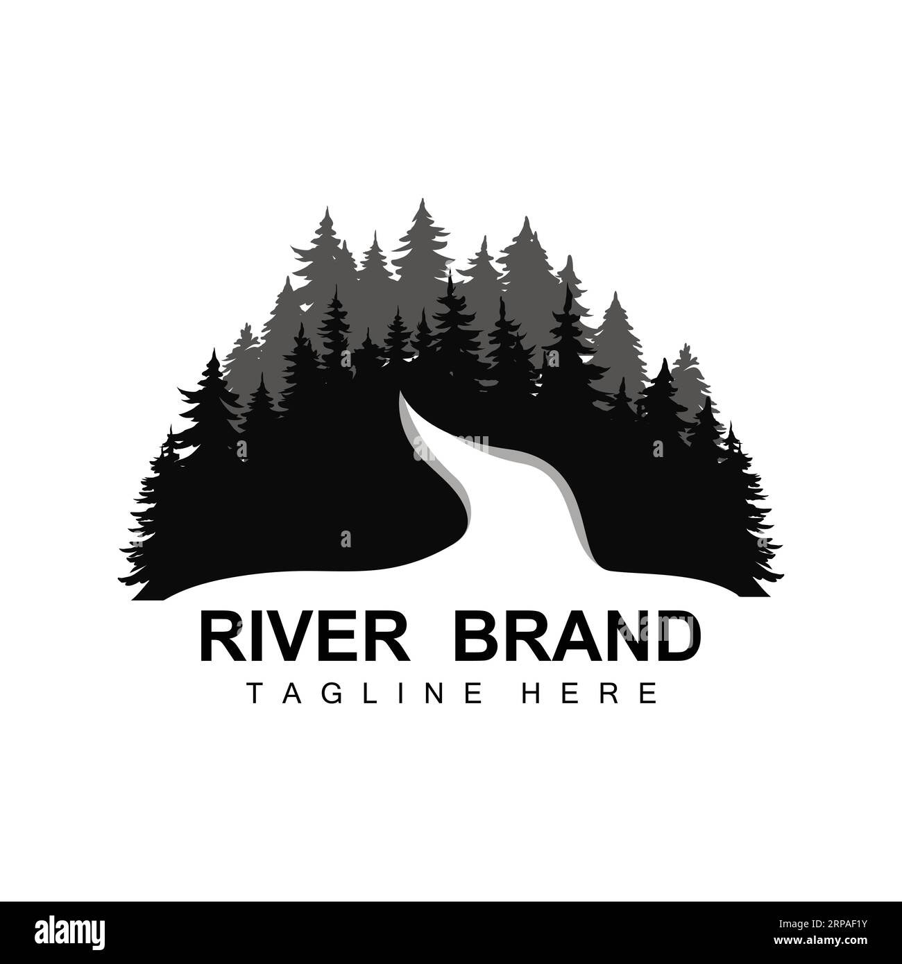 River Logo Design, River Creek Vector, Riverside Illustration With A ...