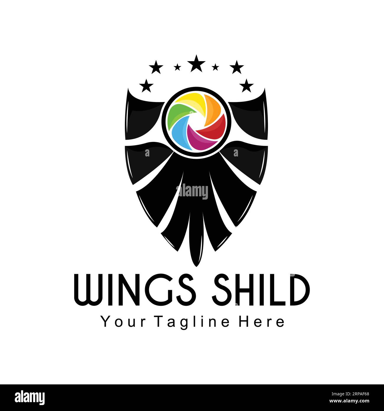 Wings Logo Design, Shield Wings Vector, Bird Feather Illustration Stock ...