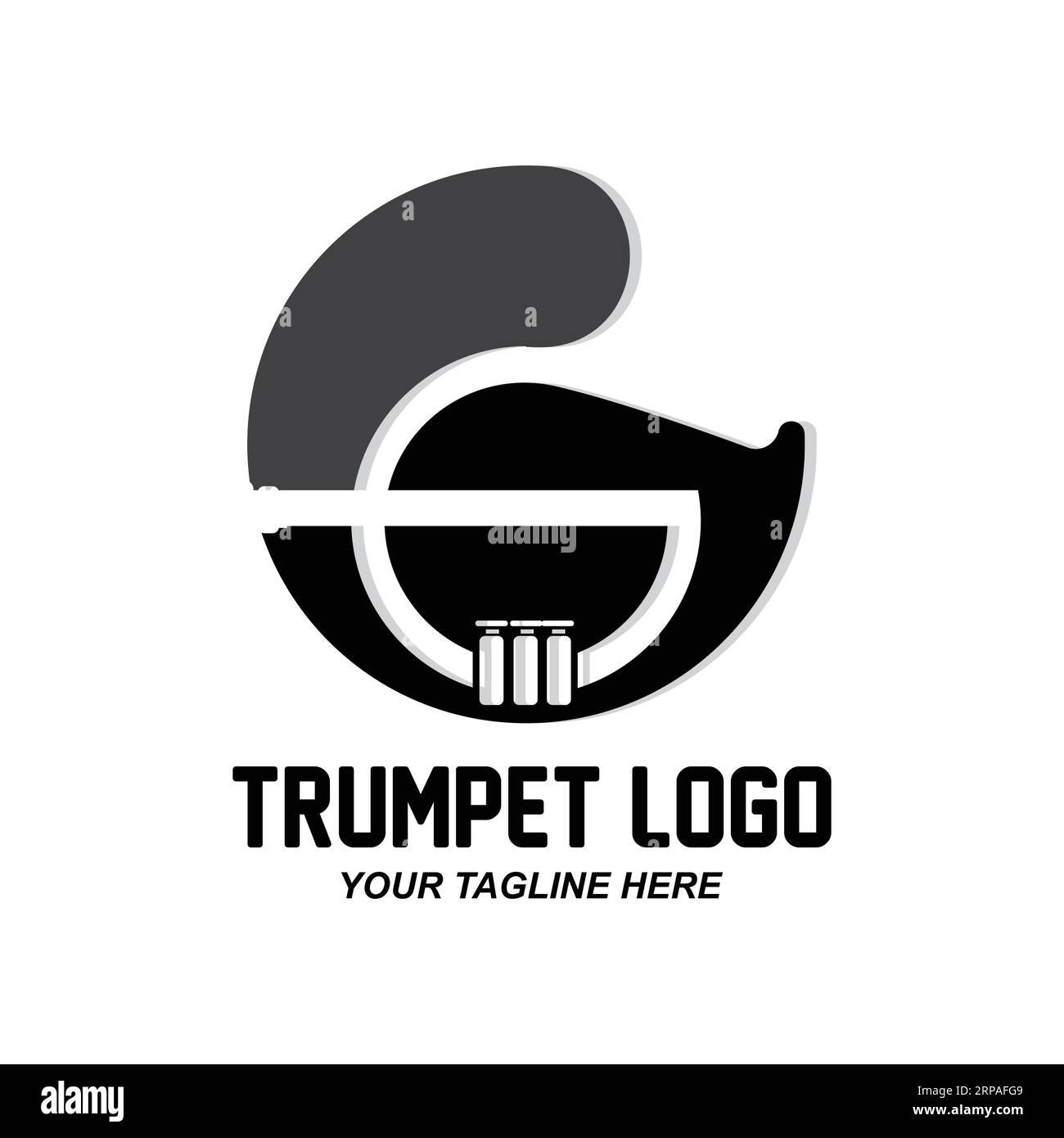 Trumpet logo design, generate melody, musical instrument vector sketch ...