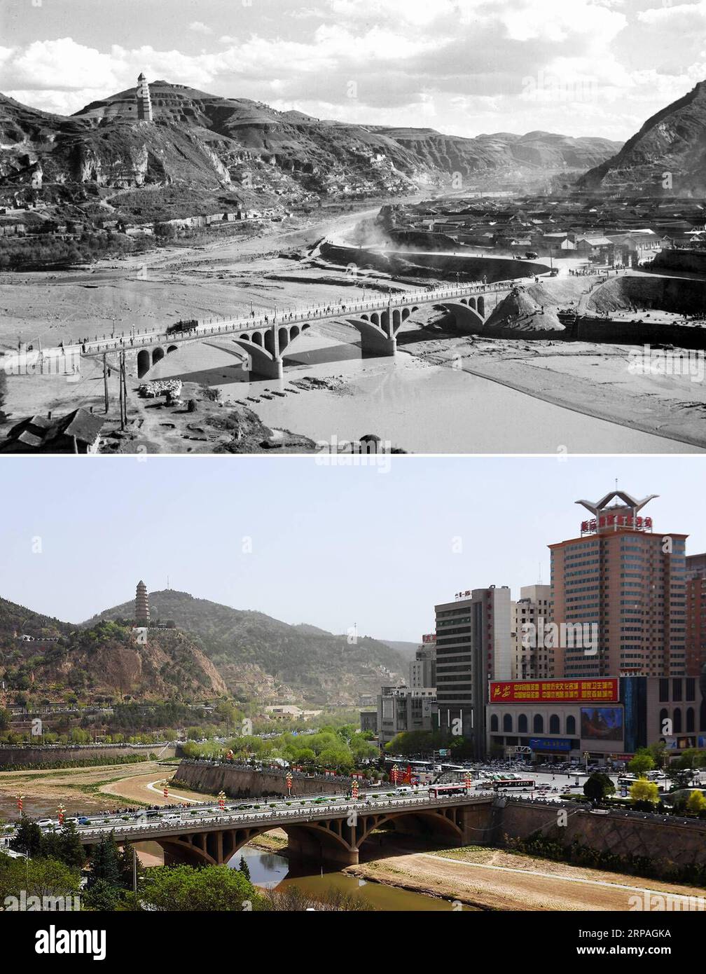 (190510) -- BEIJING, May 10, 2019 (Xinhua) -- Combo photo shows a view ...
