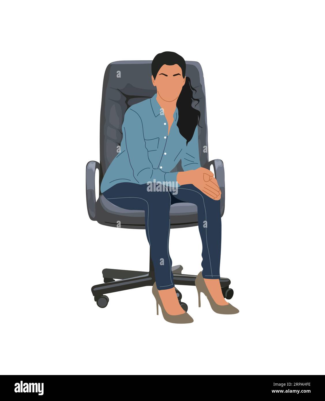 Happy casual businesswoman sitting Stock Vector Images - Alamy