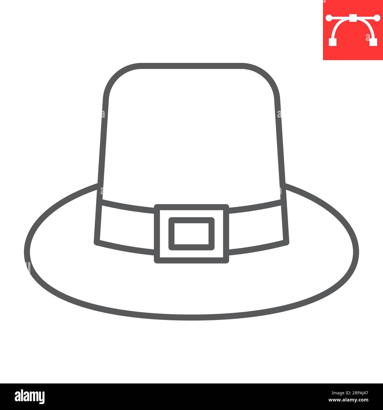 Pilgrim hat line icon, thanksgiving and holidays, traditional hat ...