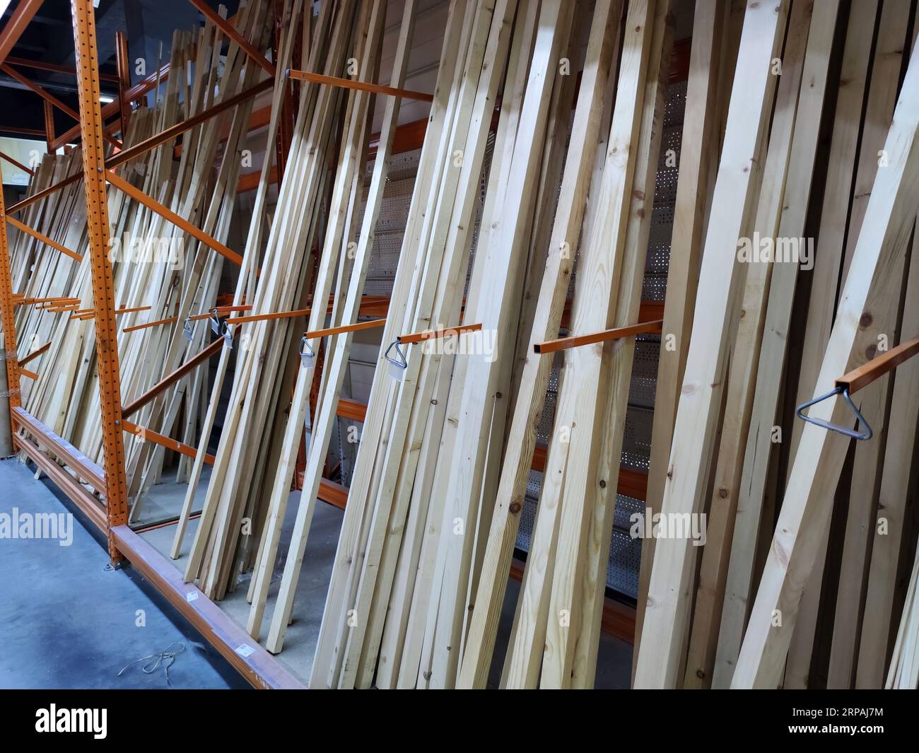 Pine bars in a stack. Construction industry. For finishing and ...