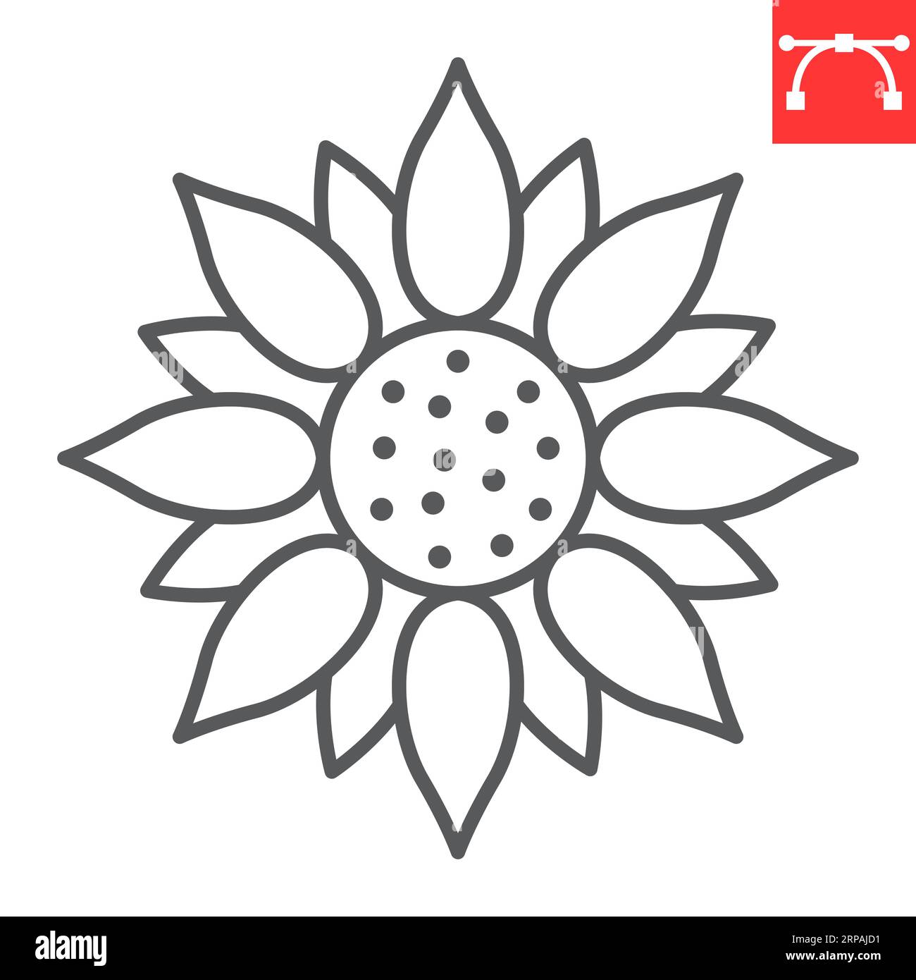 Sunflower line icon, thanksgiving and holidays, flower vector icon ...