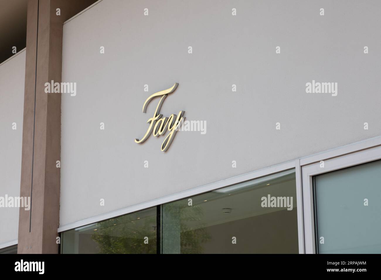 Milan , Italy - 08 29 2023 : fay sign text facade shop and logo brand ...