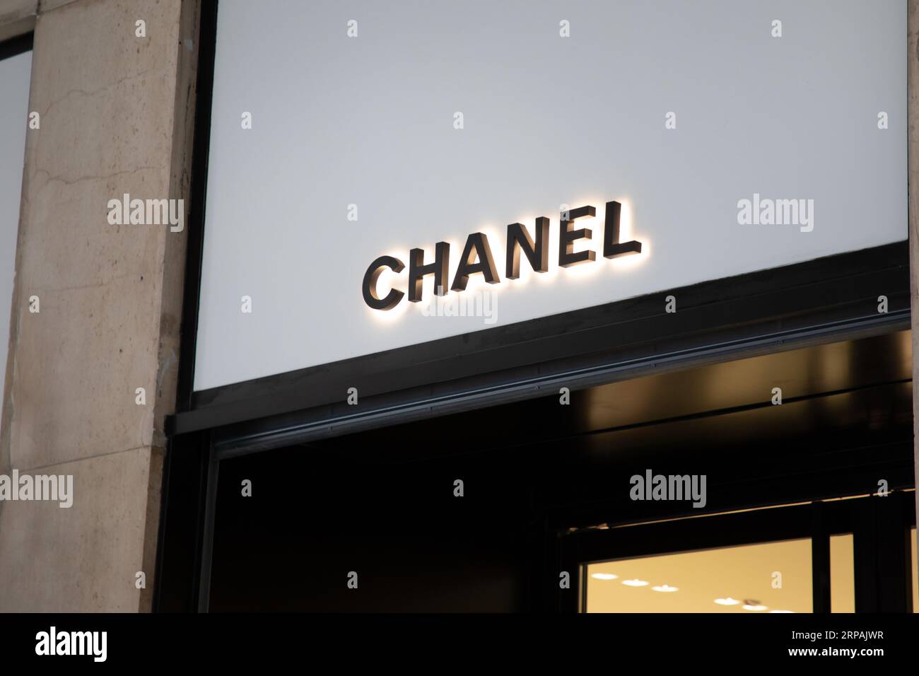 Milan , Italy - 08 17 2023 : Chanel logo text and sign brand front ...