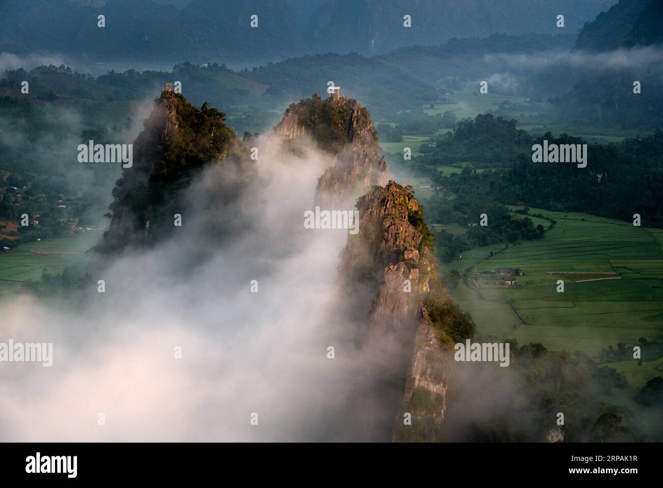 Beautiful scenery of Nam Xay with the sea of mist in the morning, Vang ...