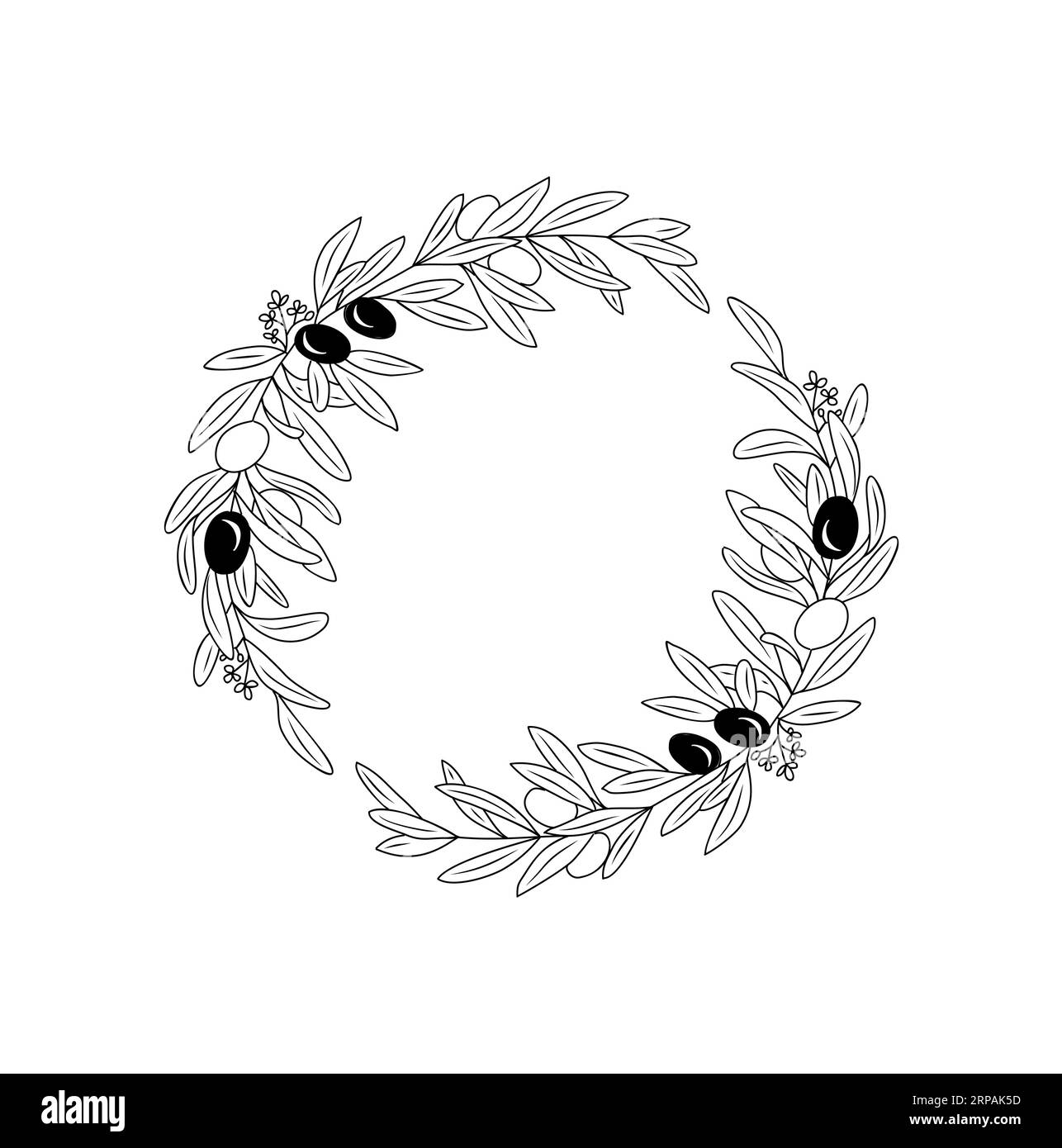 Hand drawn botanical wreath line art vector Stock Vector Image & Art ...