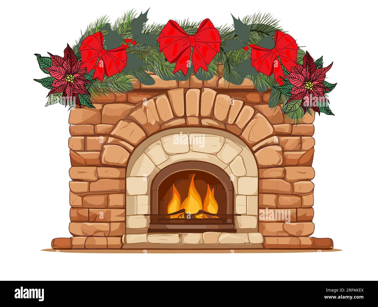 Holiday winter fireplace red Stock Vector Images - Alamy