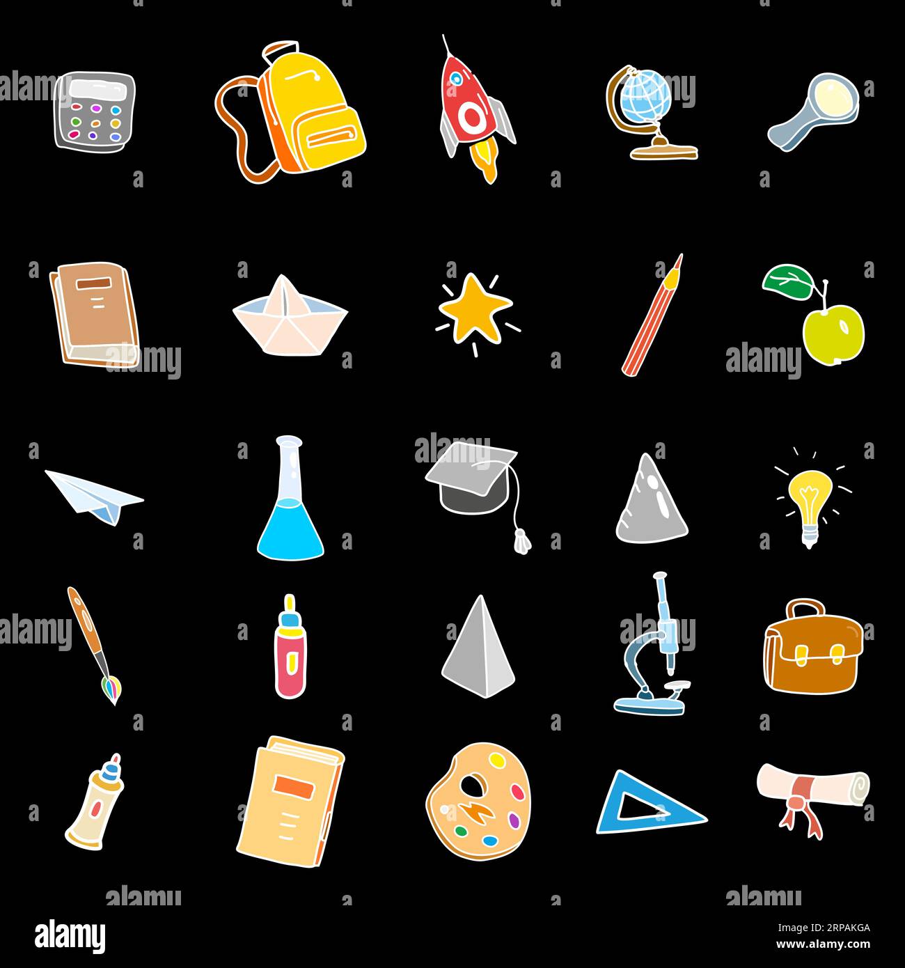Set of icons Back to school, hand drawing collection. Vector ...