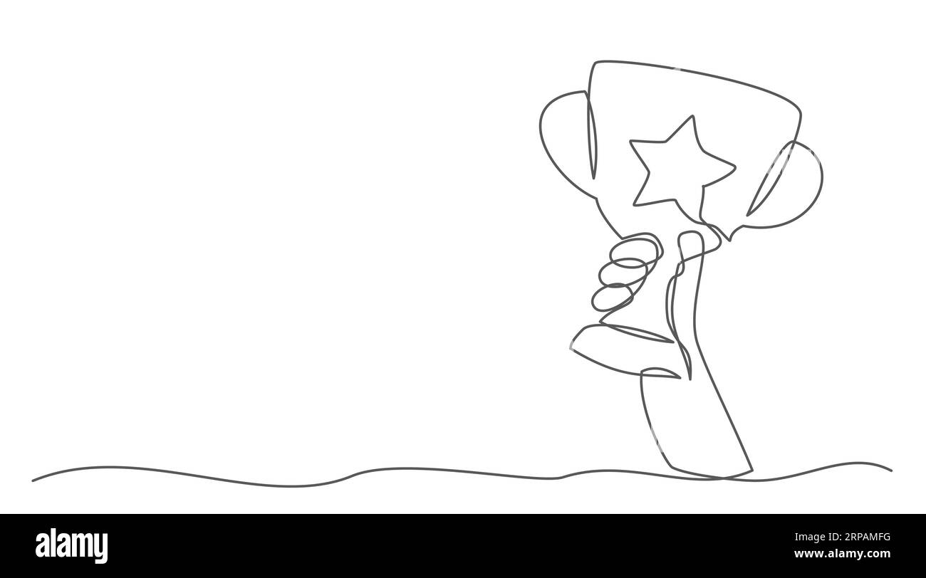 Champion cup One line drawing isolated on white background Stock Vector ...