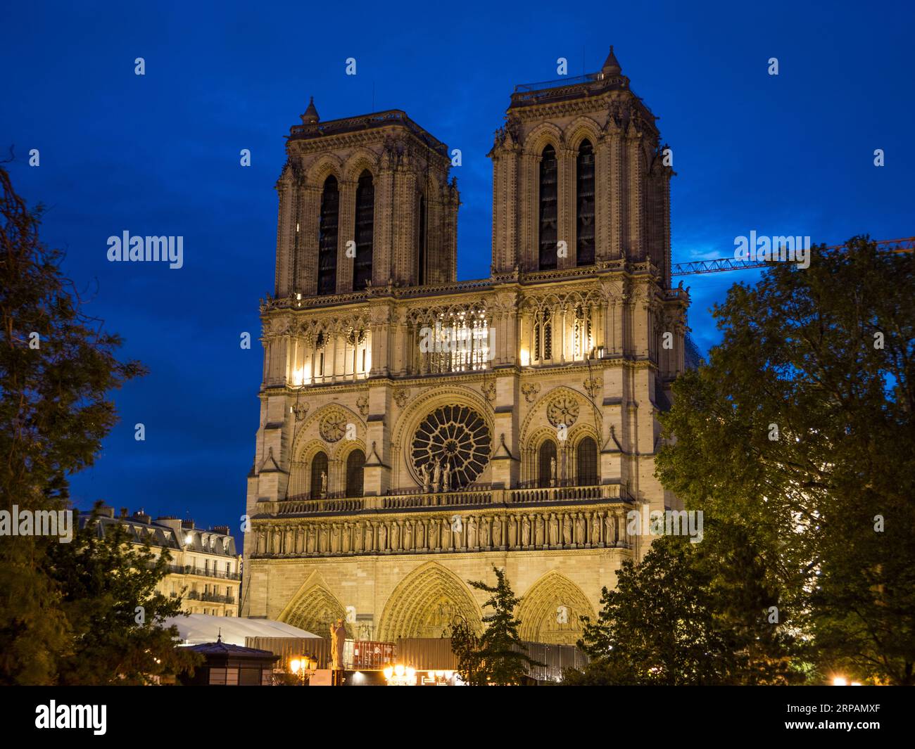 Notre-Dame, at Night-time, Île de la Cité, Island, River Seine, Paris ...