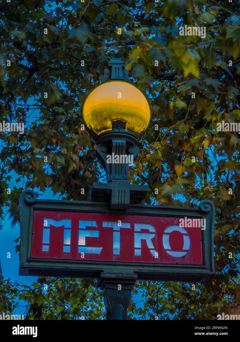 Paris Metro Sign at Night, The Nation Quarter, Paris, France, Europe ...